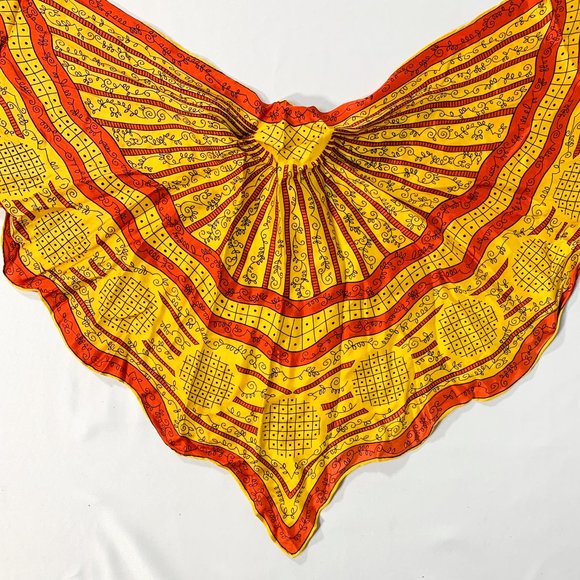 Vintage | Accessories | Vintage Silk Spanish Red Yellow Scarf | Poshmark